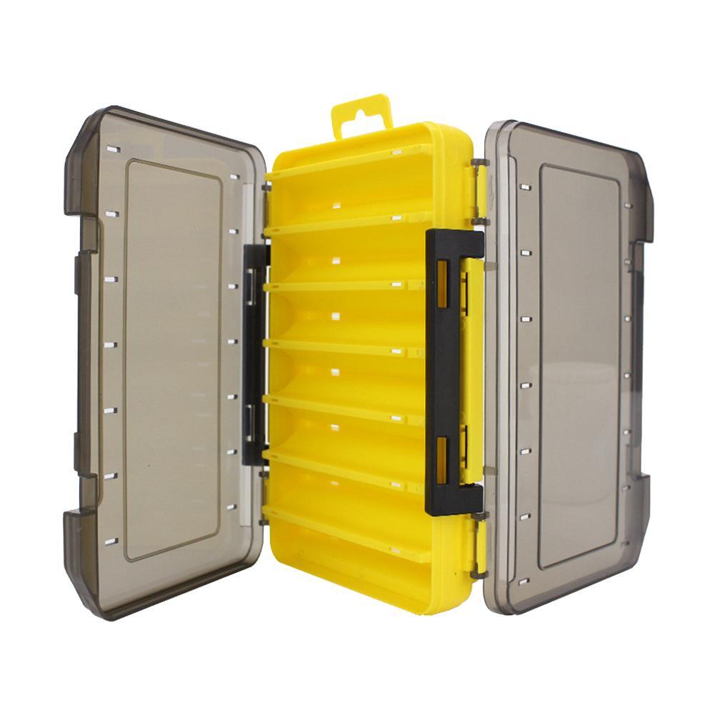 Double Sided Fishing Tackle Box 14 Compartments Bait Lure Hook Box ...
