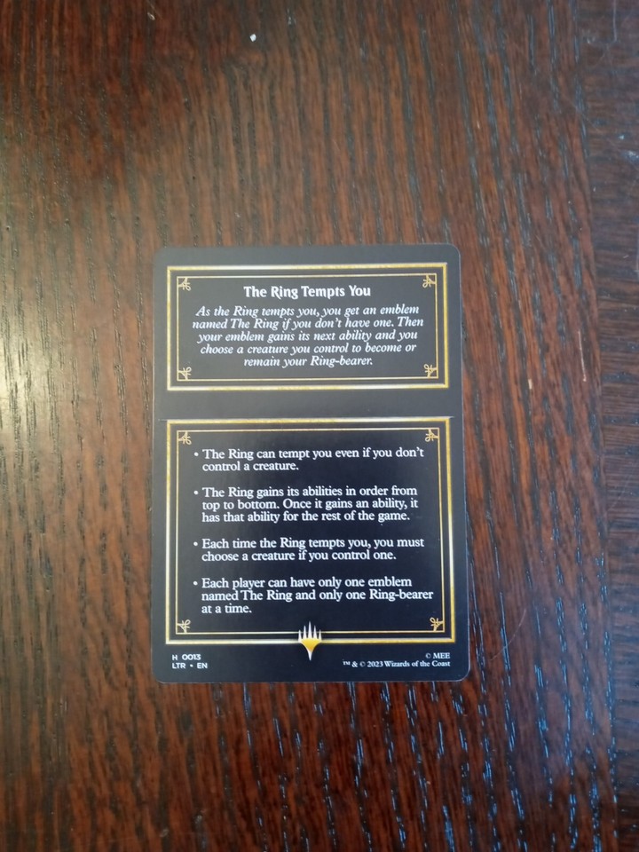 MTG The Ring The Ring Tempts You Helper Card The Lord of the Rings ...