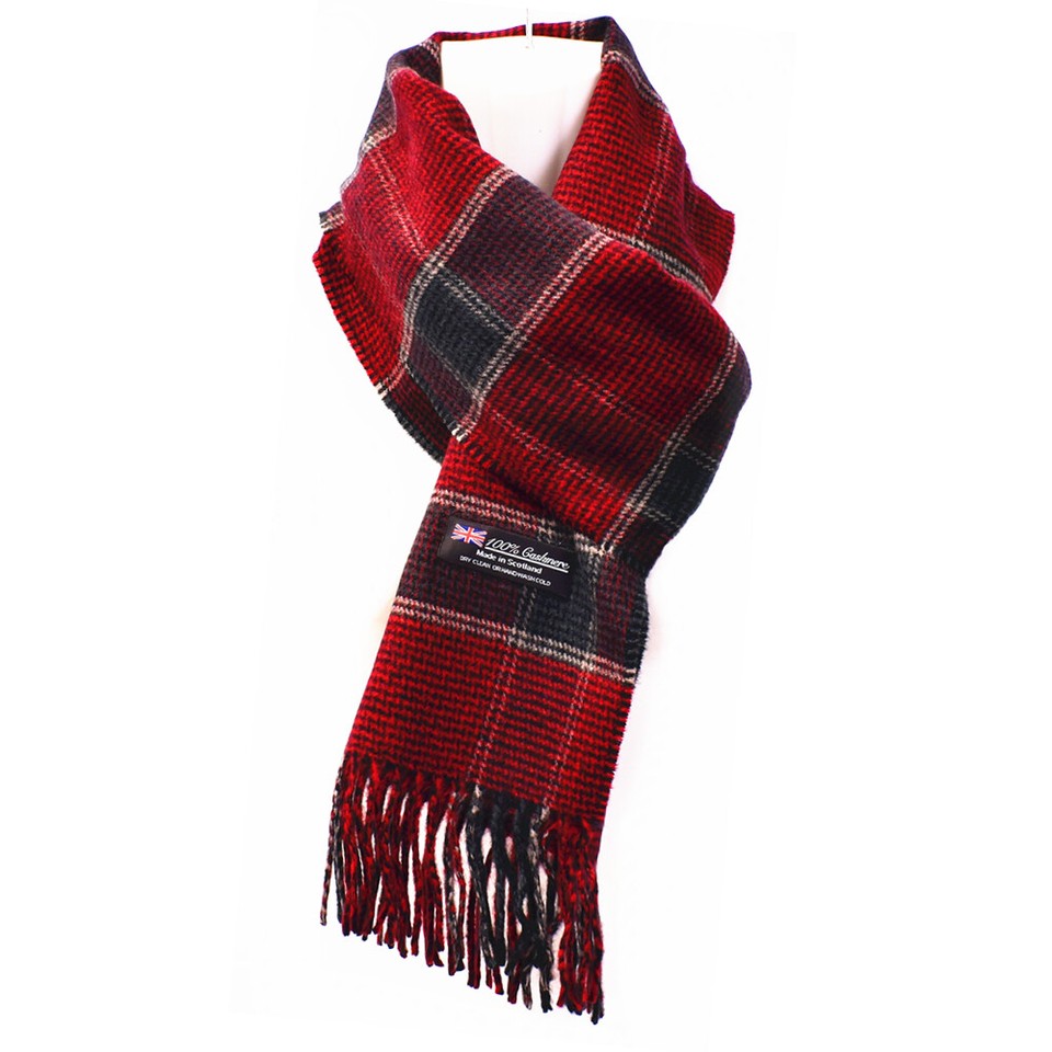 Mens Womens Wool Check Scarf Scotland Made Warm Plaid Wool 100% ...