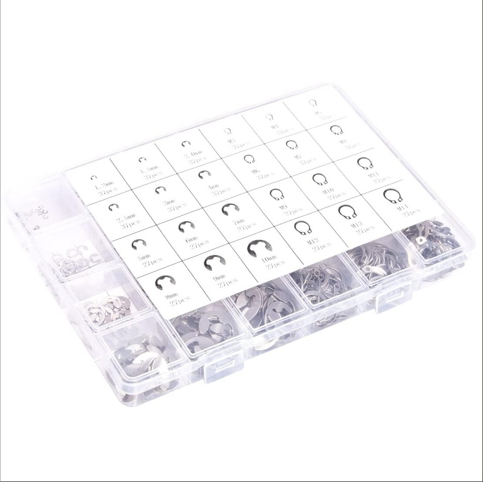 327Pcs Stainless Steel E-Clip Circlip Kit Retaining Ring Assortment Set ...