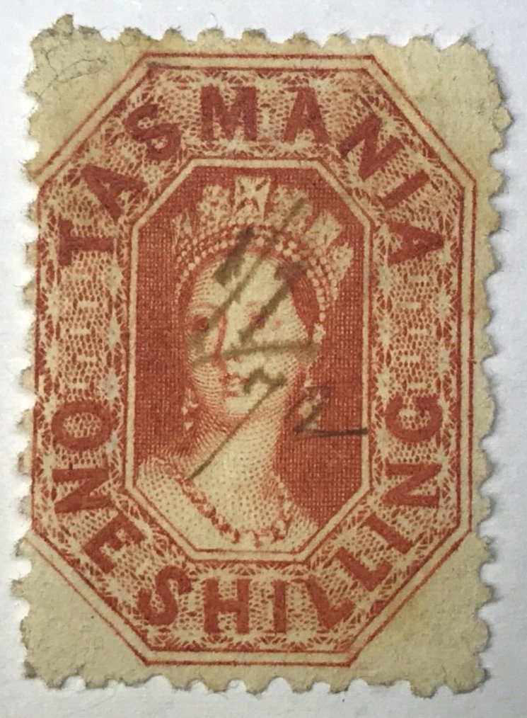 TASMANIA 1864 ONE SHILLING CHALON HEAD GG211 RARE STAMP | eBay
