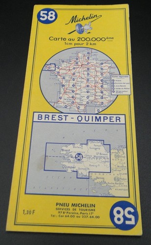 Vintage Michelin Road Map 1964 France Brest Quimper No. 58 | eBay