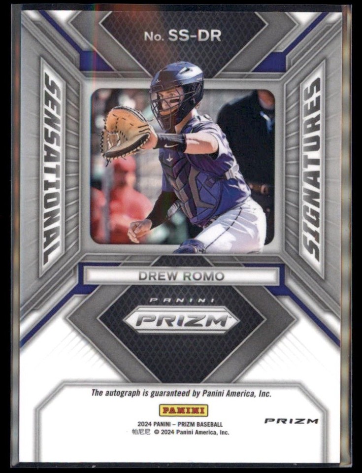 2024 Panini Prizm #SS-DR Drew Romo Sensational Signatures Green Prizm ...