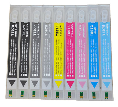 9pcs Refillable DTF HDR Pigment ink Cartridges fr Epson Stylus 7890/ ...