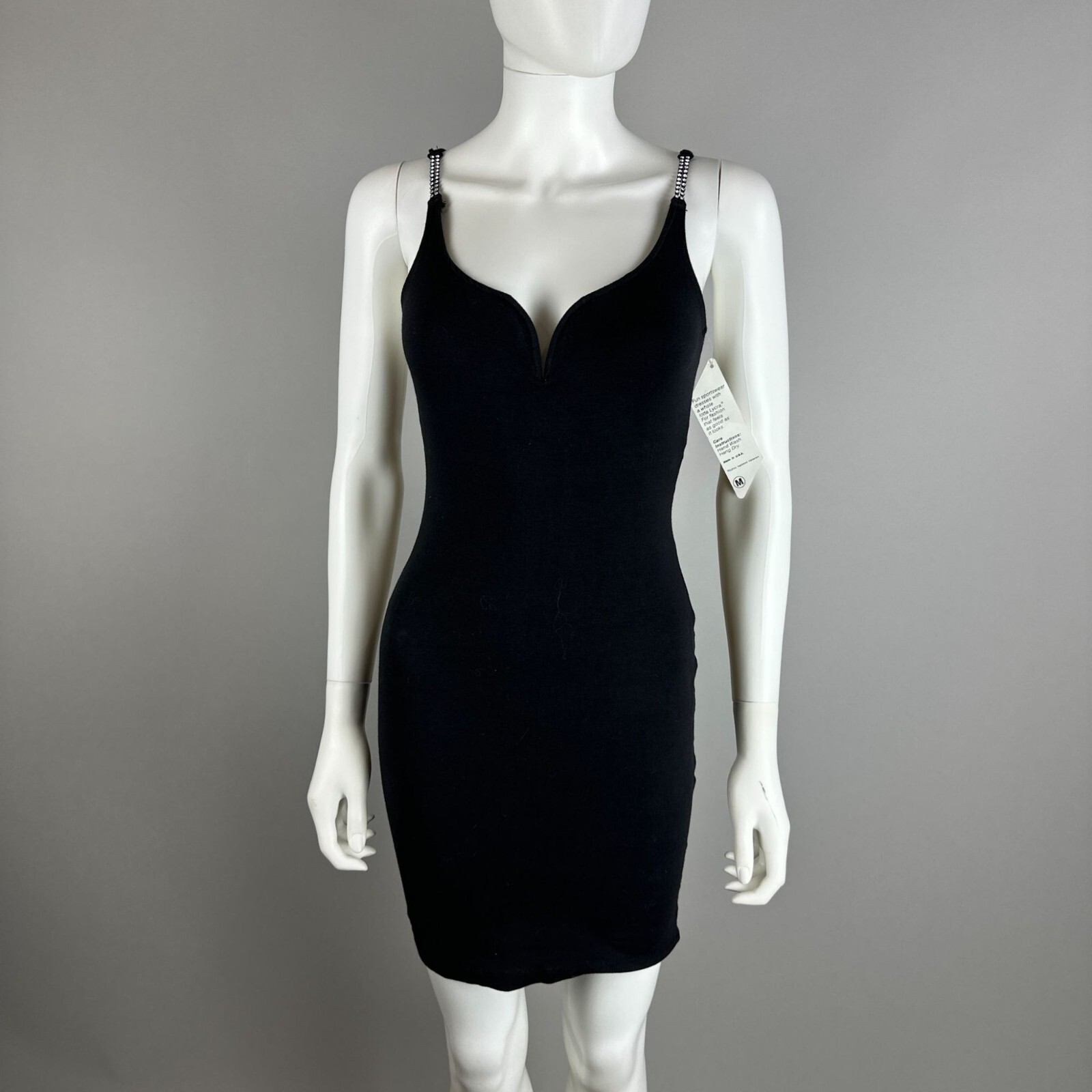 Vtg 90s 14U2 Black Bodycon Mini Goth Dress Biker Chic Size Medium ...