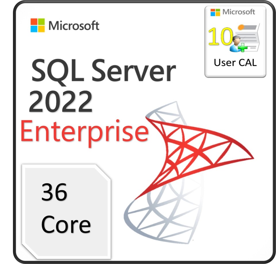 Microsoft SQL Server 2022 Enterprise Edition, 36 Core License, 10 User CALs | eBay