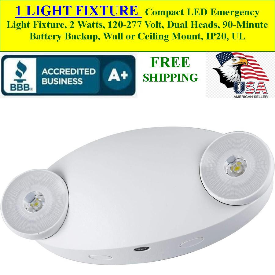 1 FIXTURE Compact LED Emergency Light Fixture Battery Backup 120-277V ...