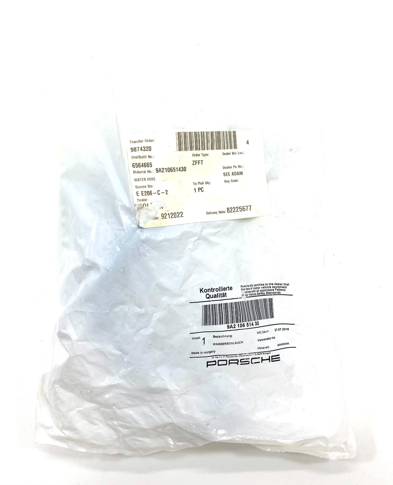 Porsche New OEM Coolant Hose Water Pipe For 982 Boxster Cayman 718 ...