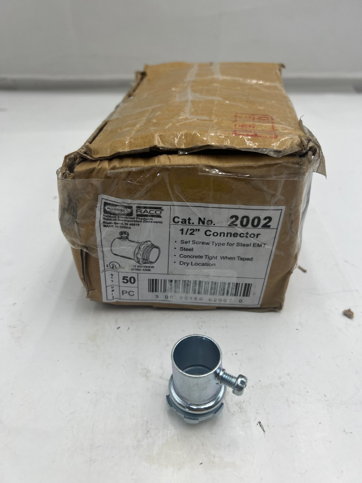 (Box of 50) Raco Hubbell 2002 1/2" Connector Set Screw Type For Steel ...