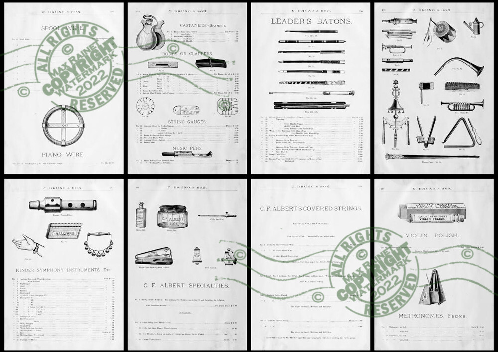 C Bruno Son (1890) Musical Instruments CATALOG * Drums Bells Xylophones ...