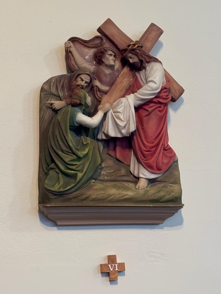 Antique CATHOLIC CHURCH ALTAR 14 PC WOOD & plaster STATIONS OF THE ...