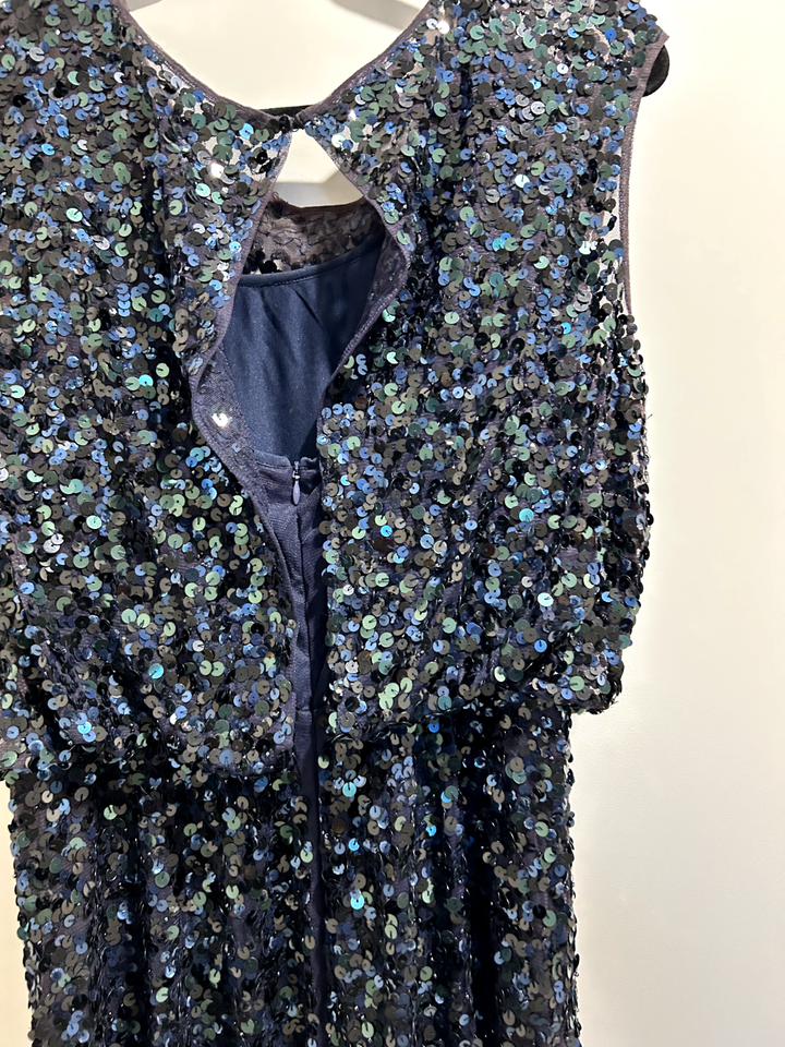 Montique Full Length Sequin Gown Size 18 Formal Evening Dress Blue ...