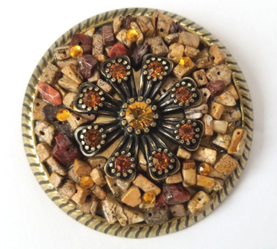 Round Belt Buckle Amber & Rhinestone, Ivory Amber Gold Tone | eBay