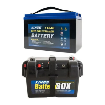 Kings 115 Ah AGM Deep Cycle Battery and Battery Box | eBay Australia