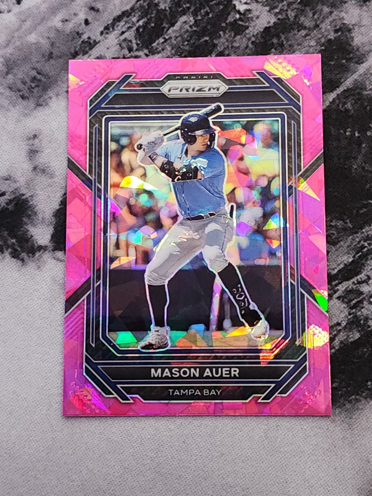 2023 Panini Prizm Baseball Mason Auer Pink Cracked Ice #123 Tampa Bay ...