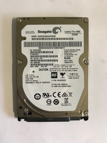 HARD DISK 2,5" 500GB SEAGATE ST500LM021 P/N: 1KJ152-020 7200 RPM ...