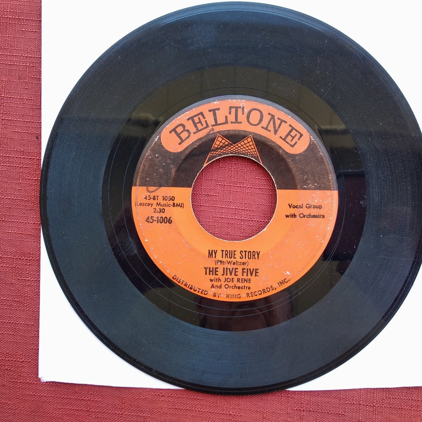 THE JIVE FIVE, MY TRUE STORY/ WHEN I WAS SINGLE 45 RPM RECORD - 1961 ...