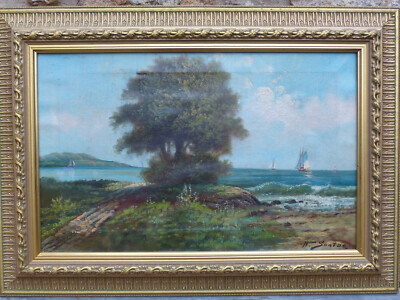 Antique 19th William Louis Sonntag River Landscape Oil Painting Signed ...