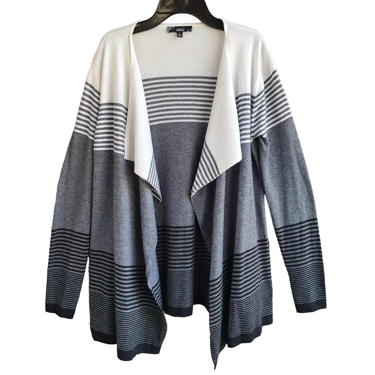 slonl Womens Cashmere Angora Blend Open Front Cardigan Gray Black White ...