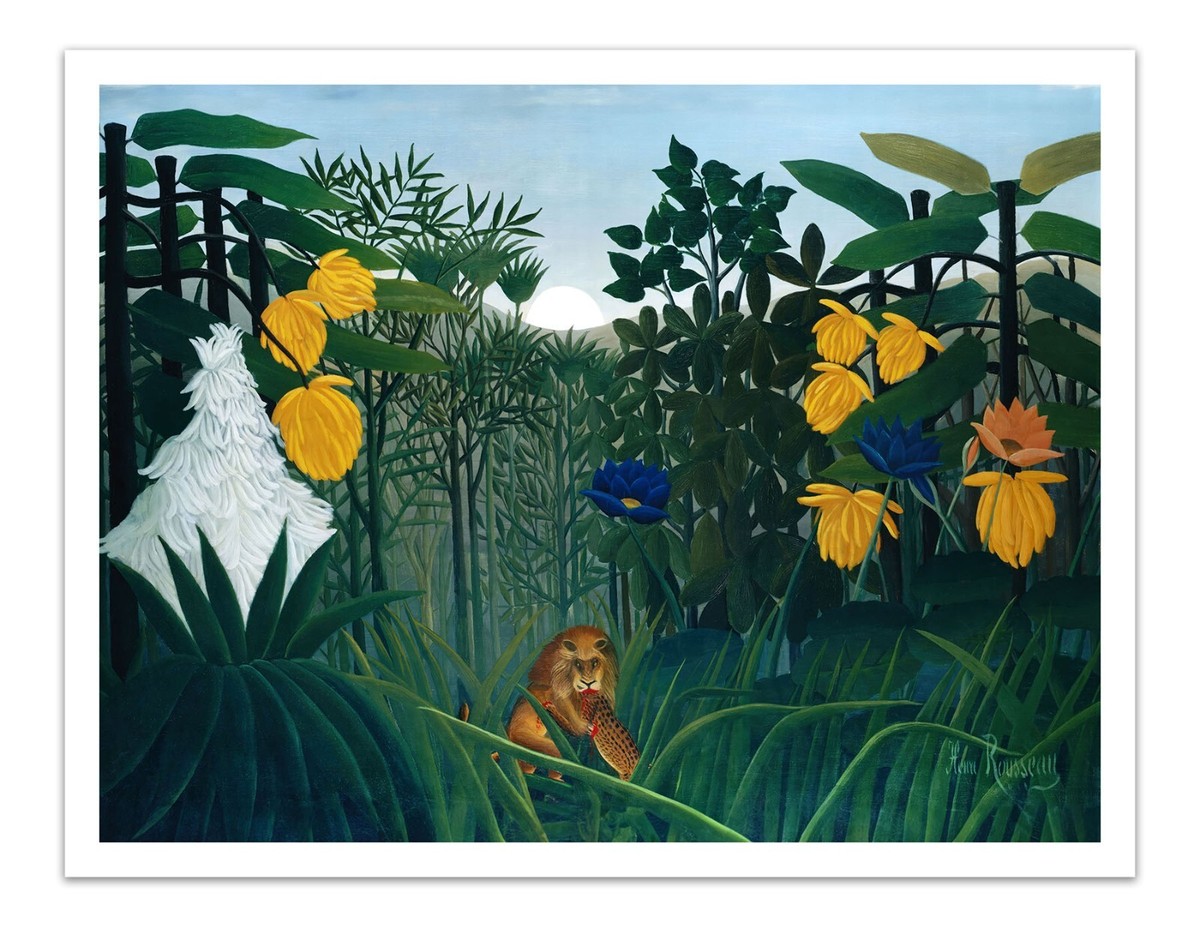 Jungle With A Lion By Henri Rousseau