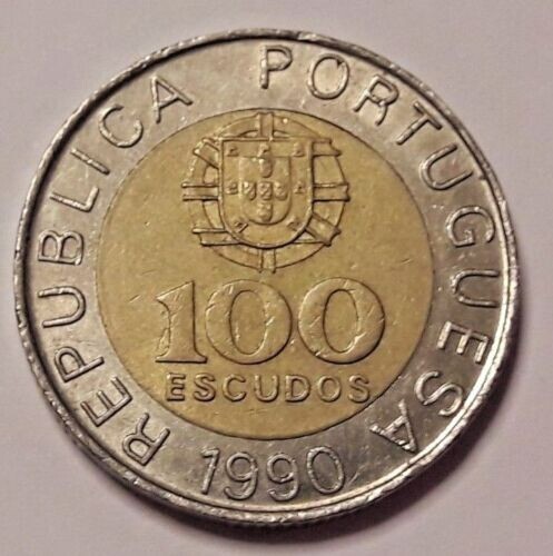 Portugal 1990 Bi-metal 100 Escudos Pedro Nunes-16 Cent. mathematician ...