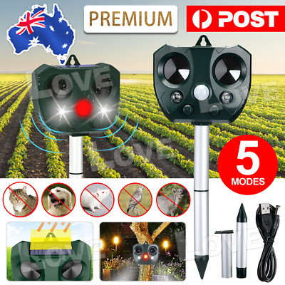 Solar Animal & Pets Ultrasonic Bird Repeller Motion Sensor Snake Cat ...