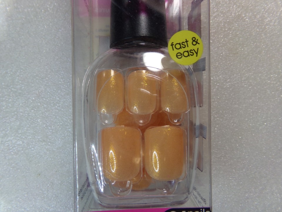 Nadeco Nails "Compare to imPRESS" Press-on Nails short, Shiny Blue Pink ...