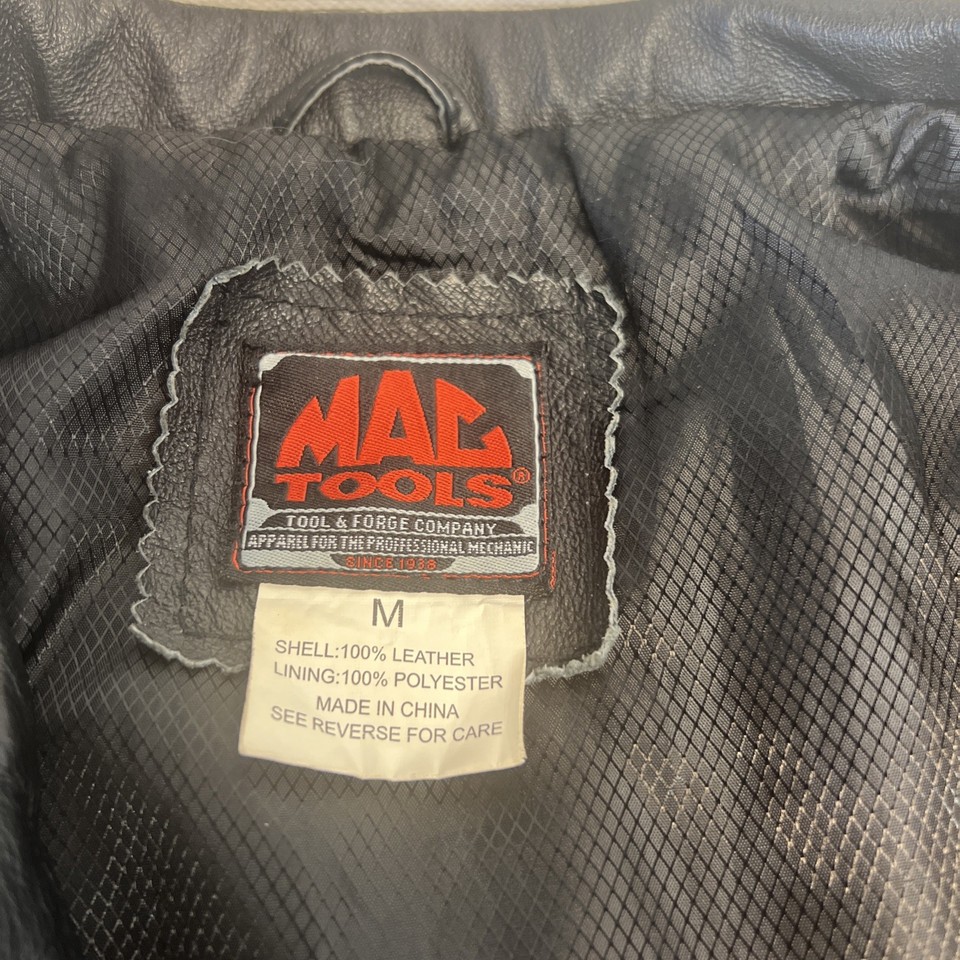 Vintage Mac Tools Leather Flame Racing Riding Zip Jacket Black Medium ...