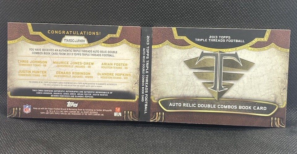 2013 Topps Triple Threads Deandre Hopkins Johnson Foster Patch Auto ...