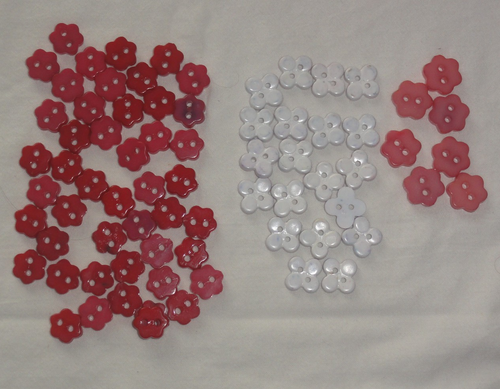 Lot plastic FUNKY miniature Button red white flower craft sewing ...