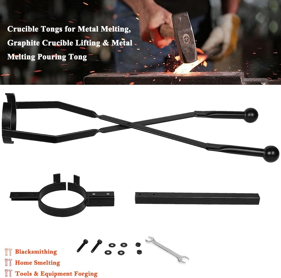 Crucible Tongs for Metal Melting & Pouring, Graphite Crucible Lifting ...