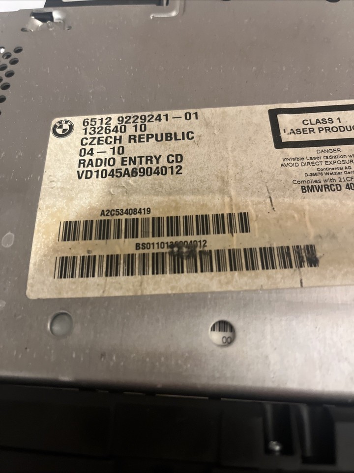 2009 BMW 1 SERIES E87 STEREO RADIO CD PLAYER HEAD UNIT 9229241-01 👨‍🏫 ...