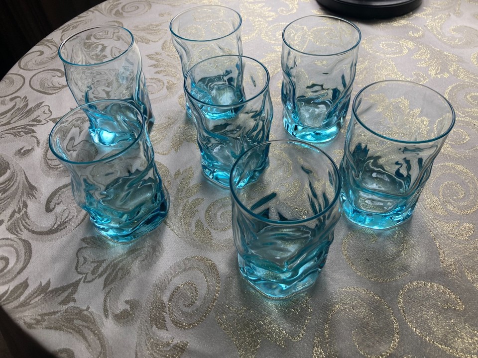 7 Bormioli Rocco Sorgente Blue Double Old Fashioned Set Drinking ...