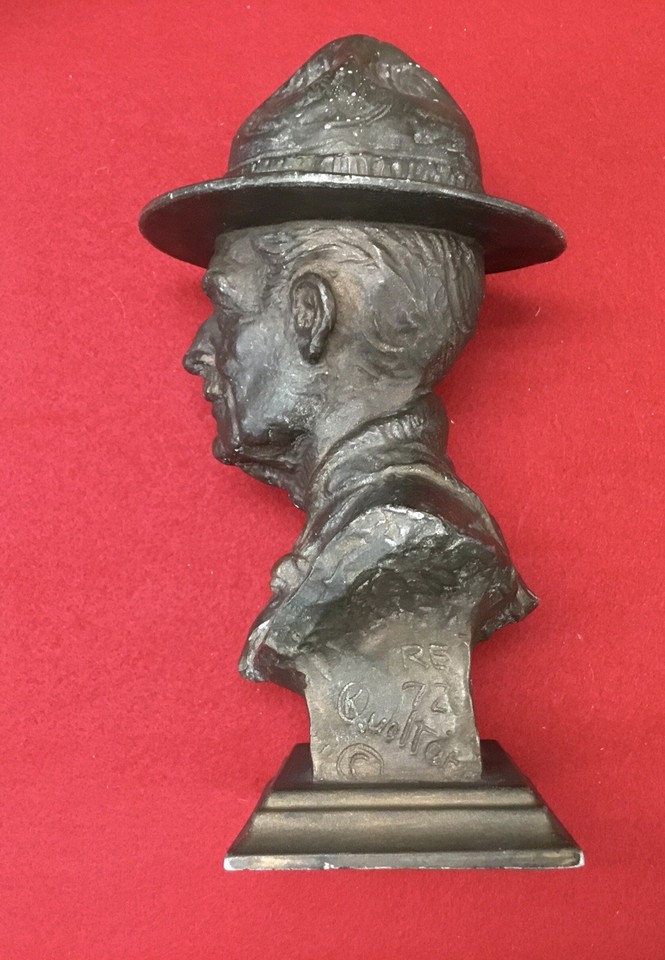 Lord Baden Powell cast hollow metal statue 3 lbs 9 in tall 4 in base | eBay