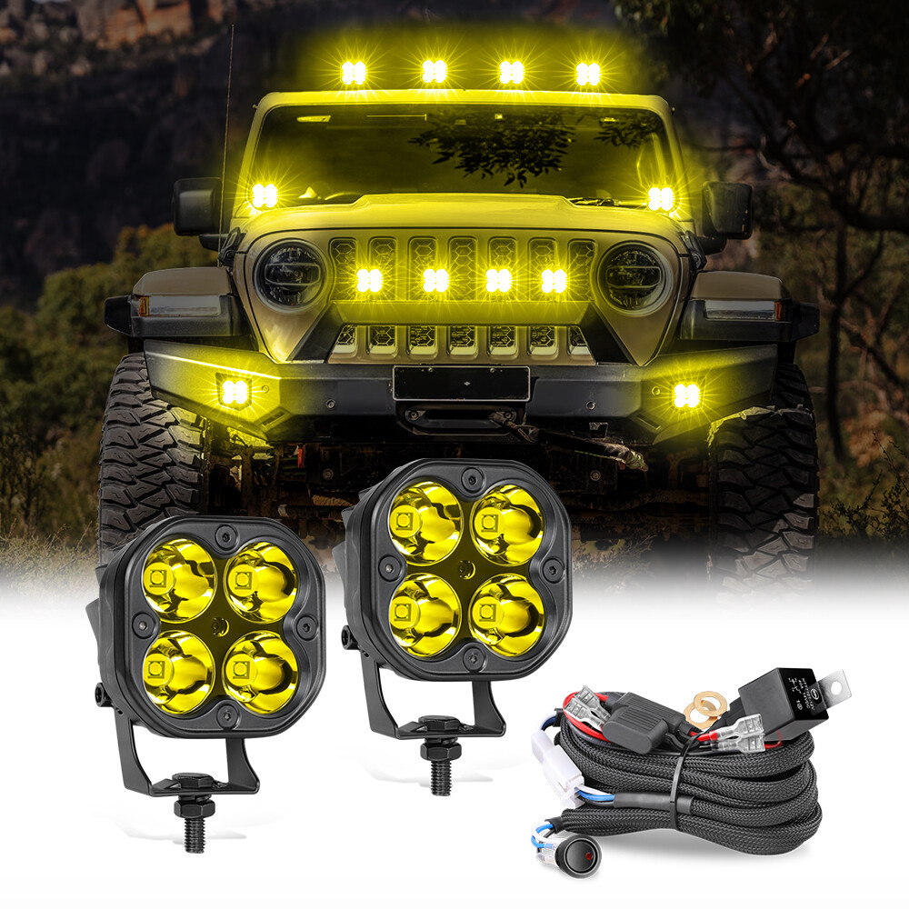 2X 3" LED Work Light Bar Spot Cube Pods For Jeep Wrangler JK Offroad ...