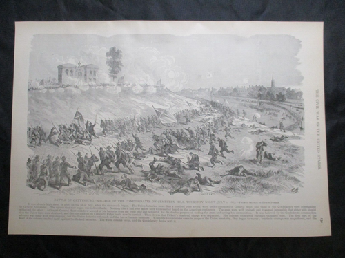 1884 Edwin Forbes Civil War Print- Battle of Gettysburg, Charge on ...