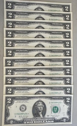 $2 Bill Consecutive Star Notes 2017A | eBay