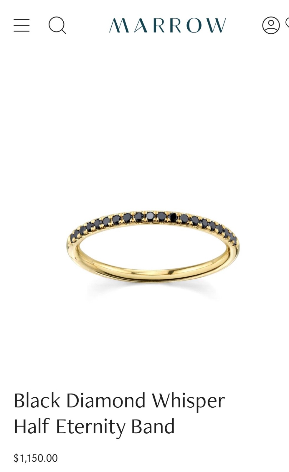 Marrow Fine black diamond whisper half eternity band … - Gem