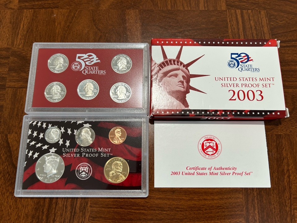 2002, 2003, 2004 silver proof sets. 4 ozs. silver worth $440 @ $110 ...