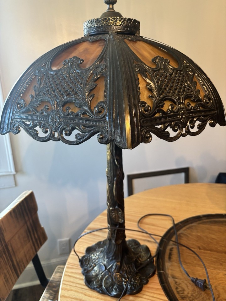 Slag Lamp 6-curved panel 1 light arms Vintage slag glass lamp | eBay