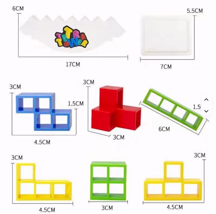 Tetra Tower Balance Game – 48PCS 3D Stacking Puzzle Blocks Educational ...