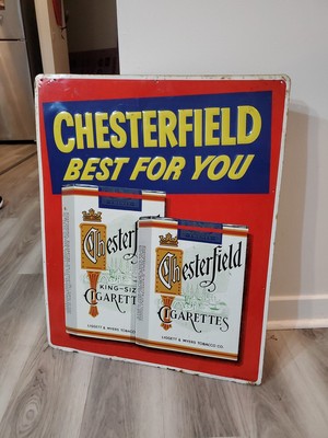 c.1950s Original Vintage Chesterfield Cigarettes Sign Metal Embossed ...