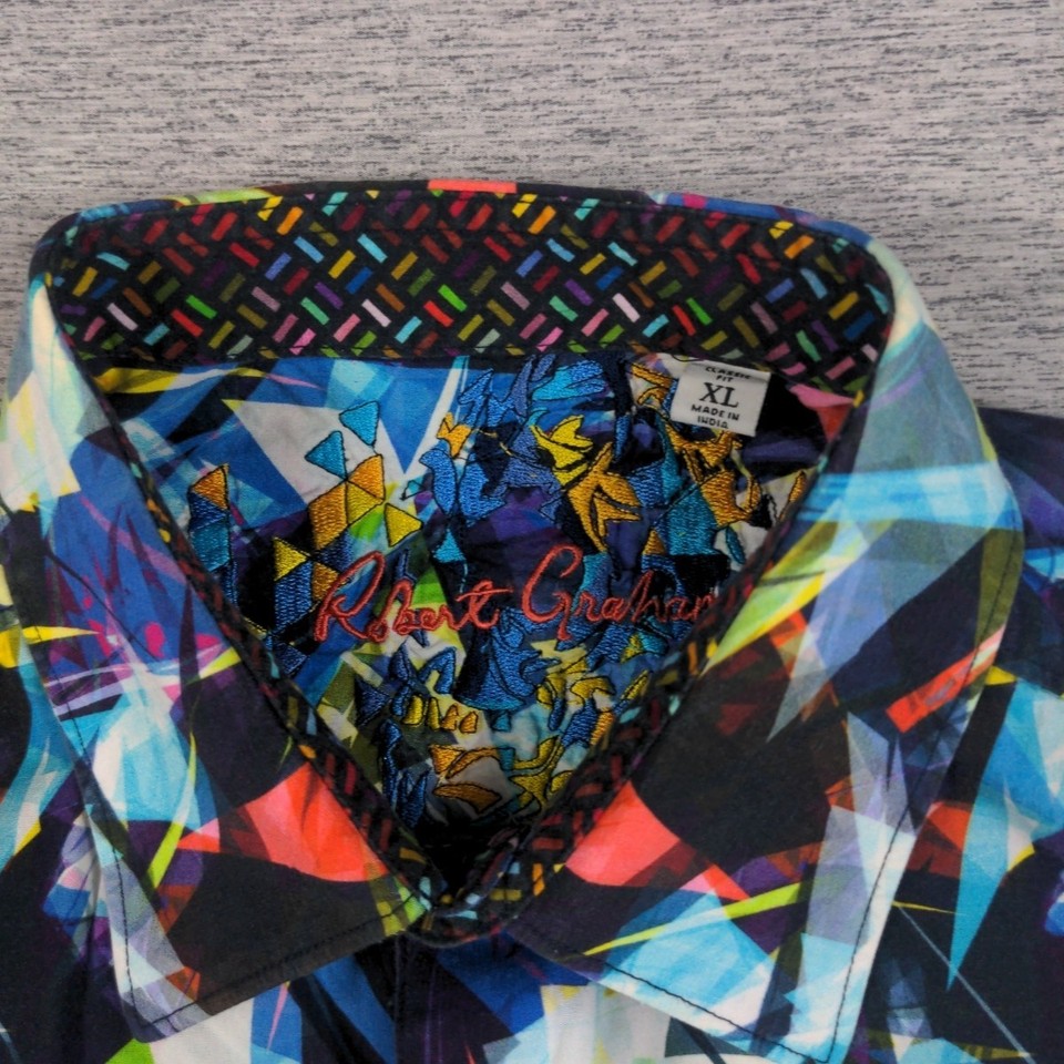 Robert Graham Shirt Mens XL Multicolor Abstract Print Contrast Cuff ...