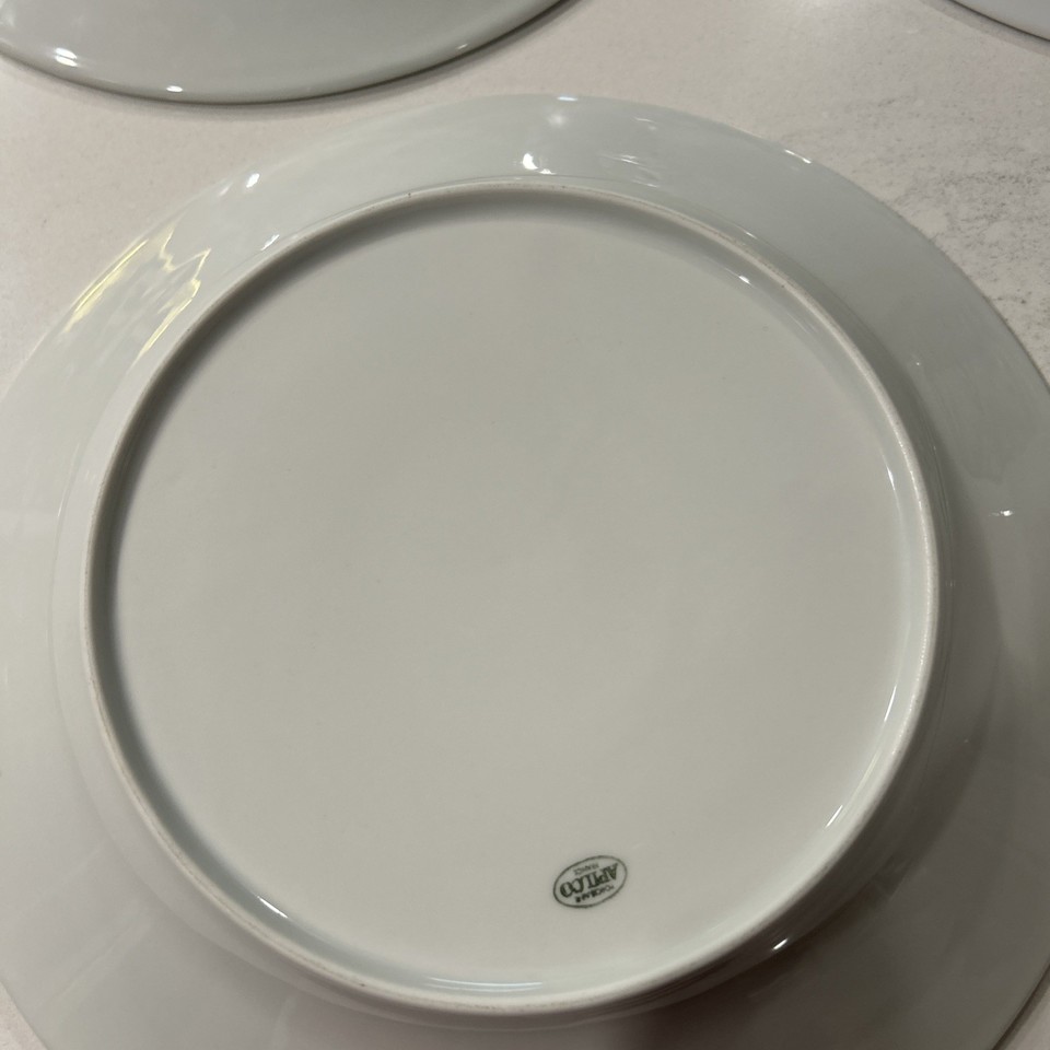 Set of 7 Apilco Porcelain White Dinner Plates 11.5 France Opera Chop ...