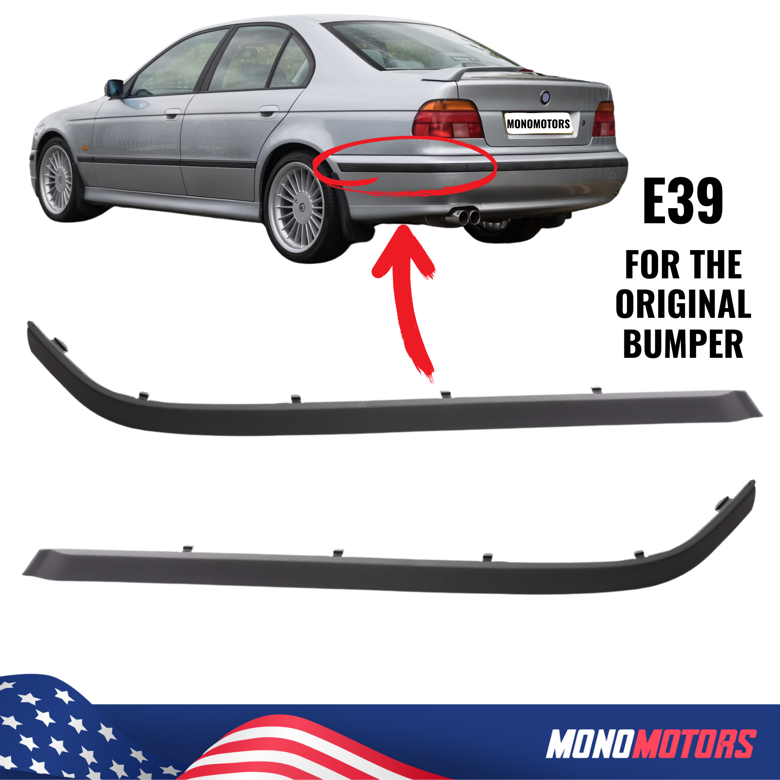 Rear Bumper Trim Strip for BMW E39 528i 1996-2001 5 Series Bumper ...