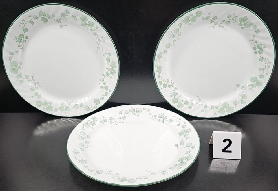 7 Corelle Callaway Dinner Plates Set Corning Green Ivy Vine Leaves ...