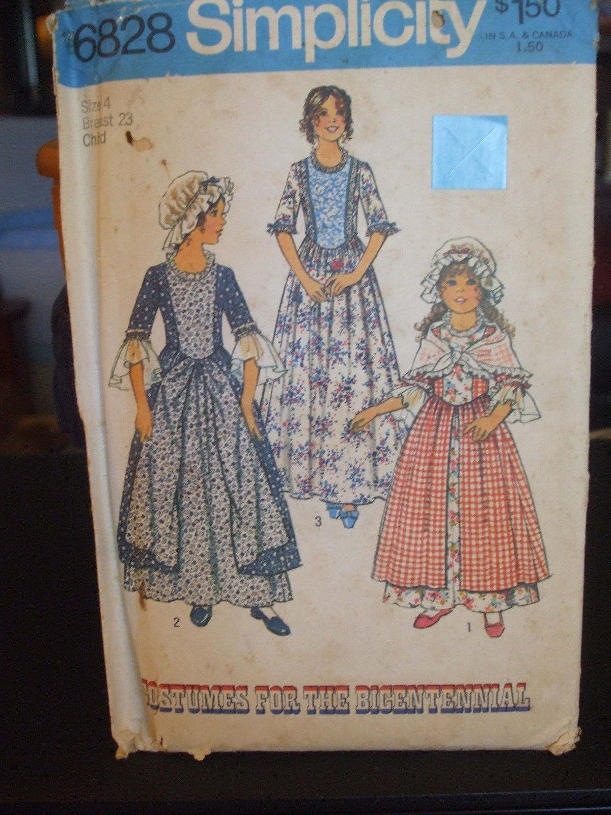 Simplicity 6828 Girl's Bicentennial Dress, Cap & Shawl Pattern - Size 4 ...