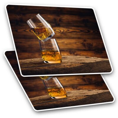 2 x Rectangle Stickers 10 cm - Whiskey Glasses Drink Whisky Alcohol ...
