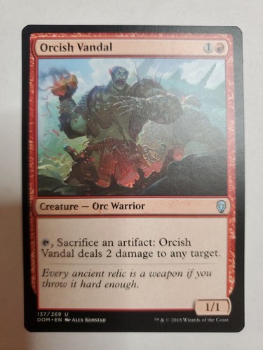 MTG Magic The Gathering Card Orcish Vandal Creature Orc Warrior Red ...