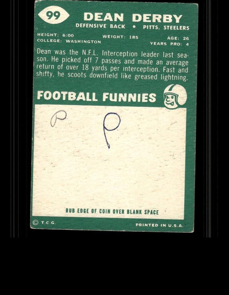 DEAN DERBY CARD #99 BFU2R4S5P001 fREE SHIPPING | eBay